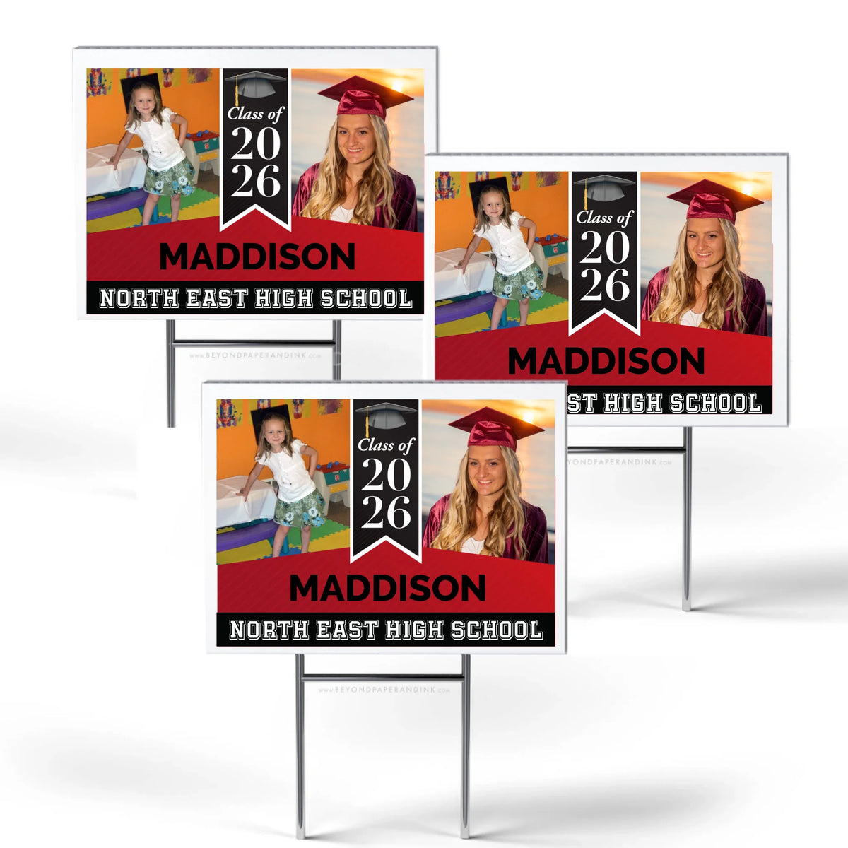 Bundle of 3: Then & Now | Graduate Yard Signs | Personalized Class of ...