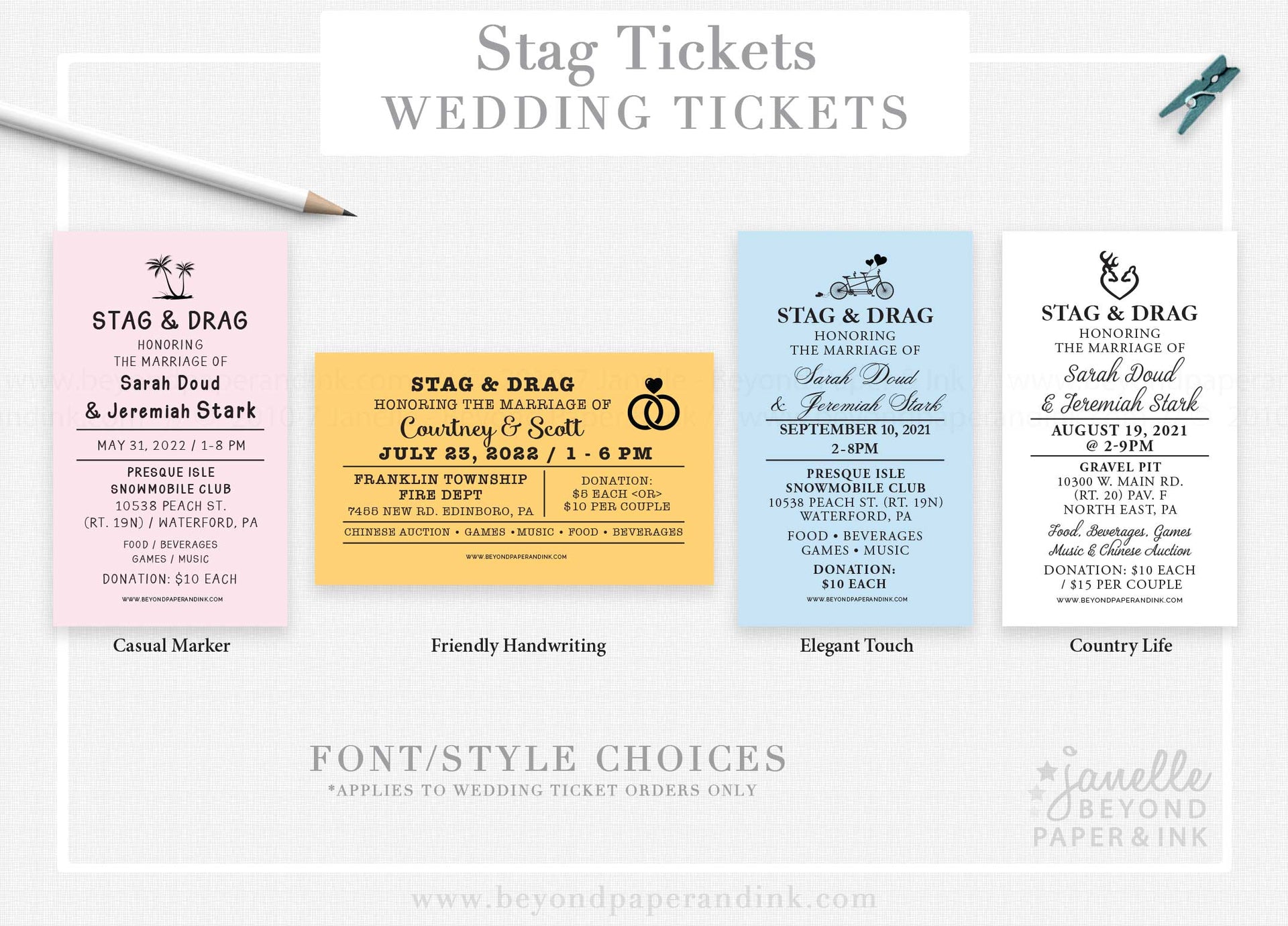 Stag Tickets | Jack and Jill, Jack N' Jill, Stag and Doe, Buck & Doe ...